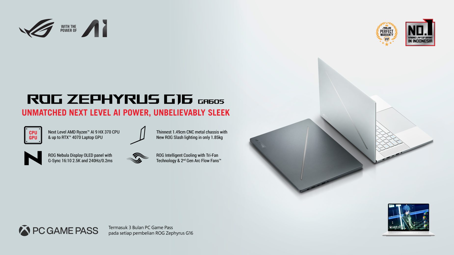 ROG Zephyrus G16 (2024) GA605: Laptop Gaming dan Kreator - ROG ...