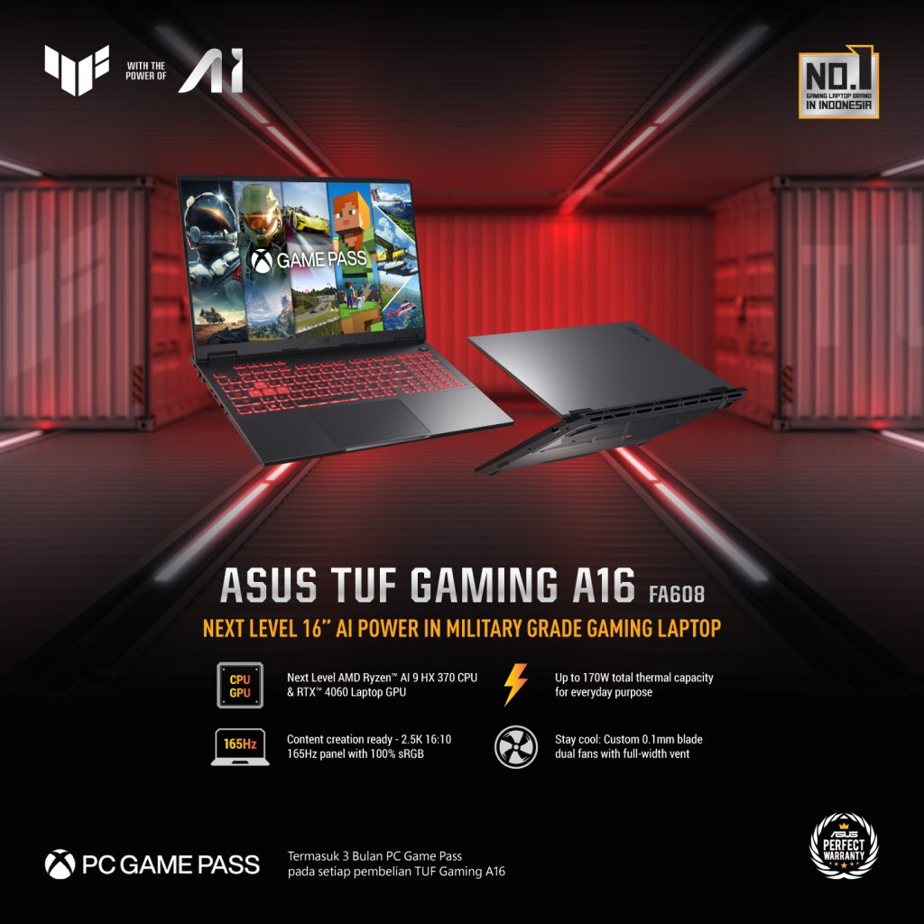 ASUS TUF Gaming A16 FA608: Laptop Gaming Tangguh dengan PC Game Pass ...